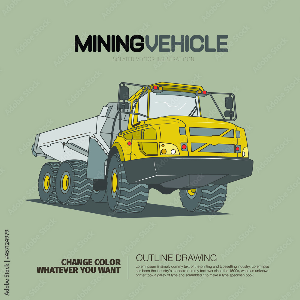 Industrial heavy duty and Mining vehicle isolated outline drawing ...
