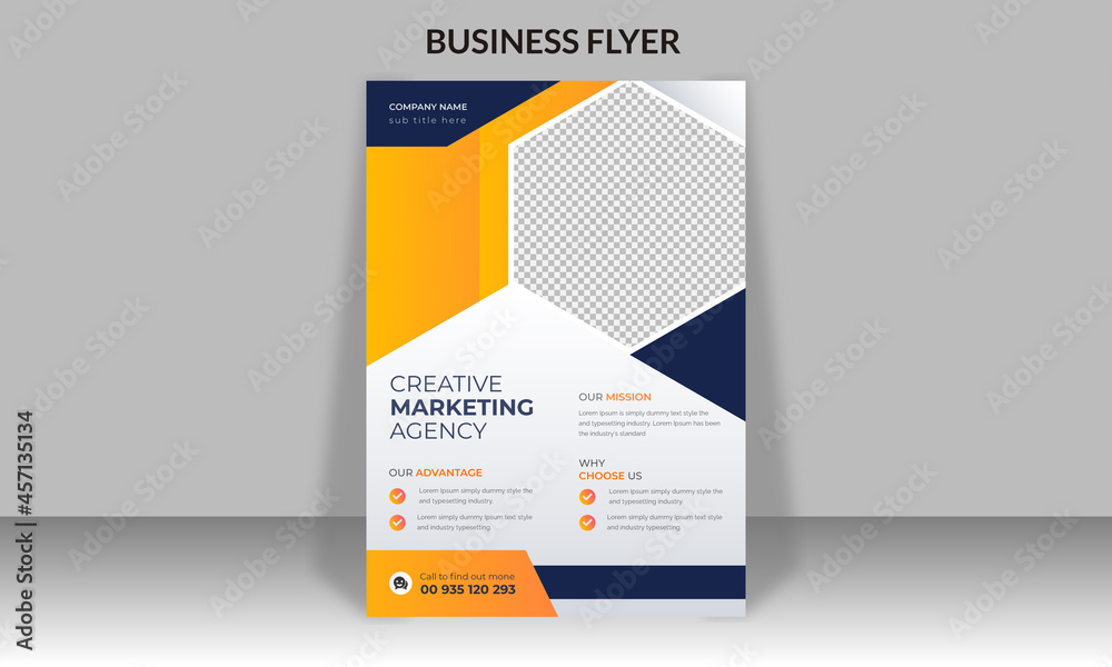 Corporate poster flyer template with gold geometric shapes and creative ...