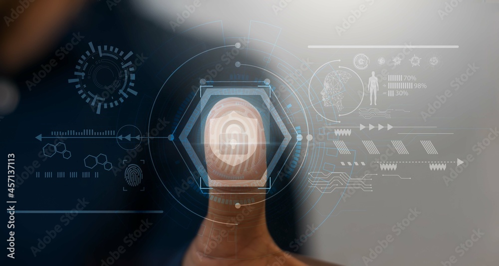 Fingerprint scanning as a login method is depicted in this business ...