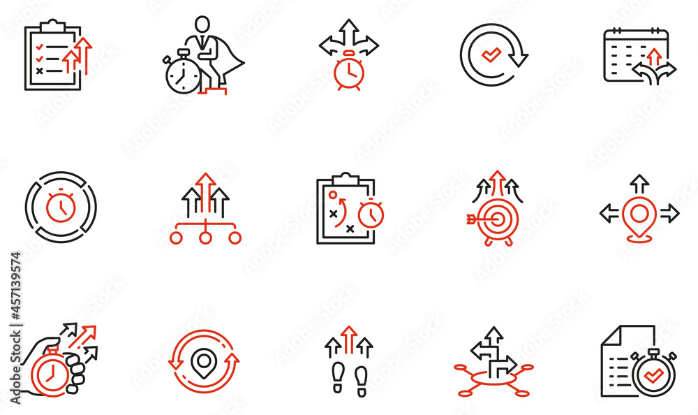 Vector Set of Linear Icons Related to Progress, Personal Development ...