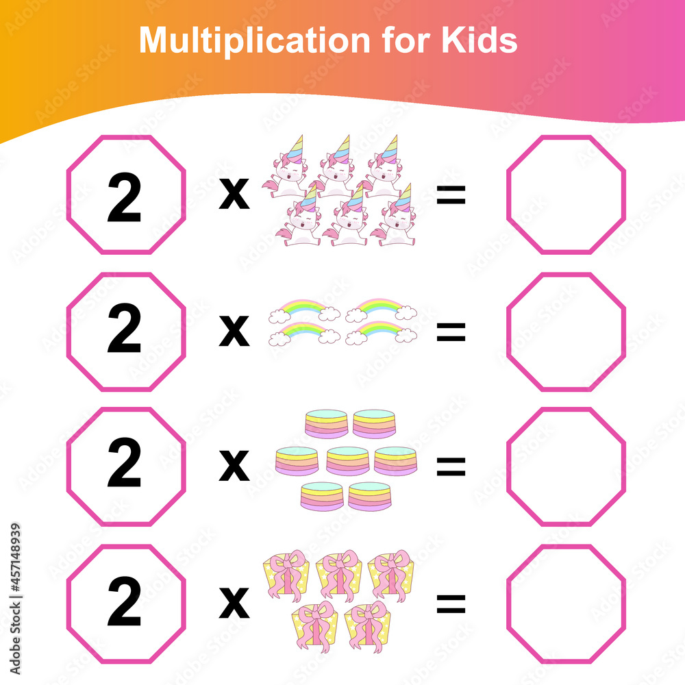 Multiplication Unicorn Worksheet for preschool. Printable math ...