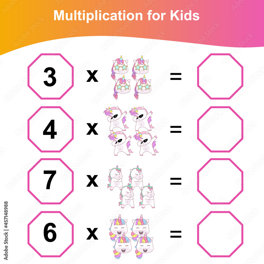 Multiplication Unicorn Worksheet for preschool. Printable math ...