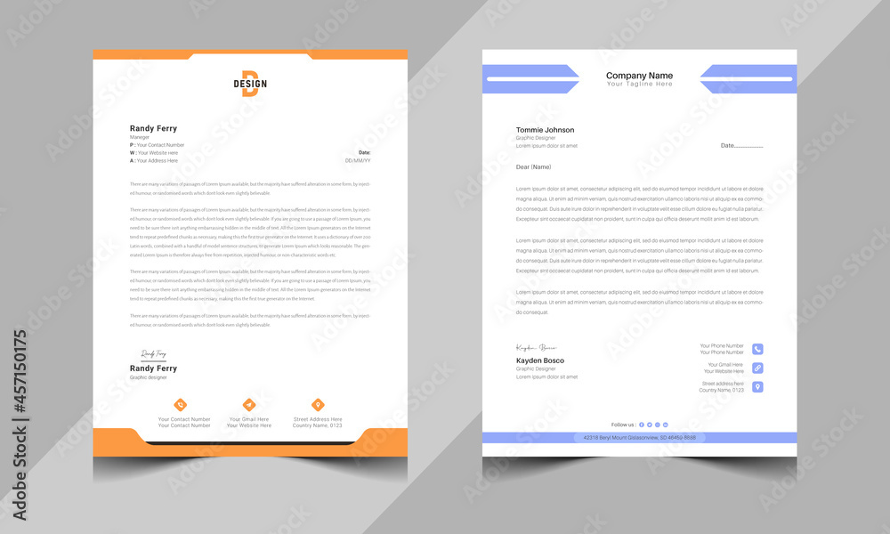 Business company letterhead template design Stock Vector | Adobe Stock