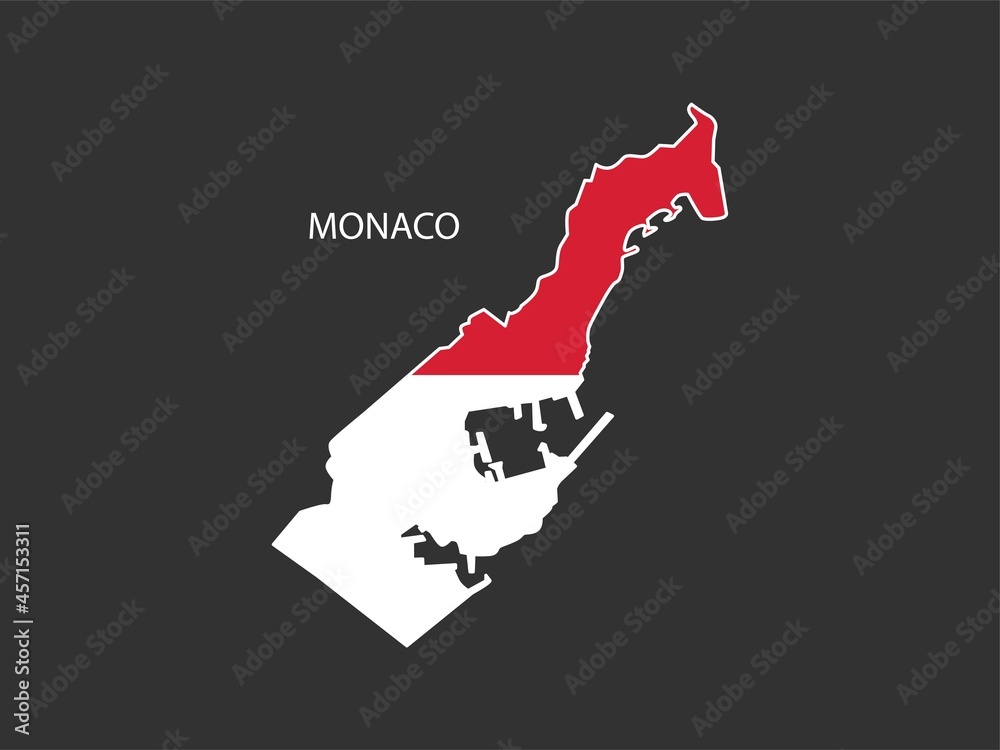 Sticker outline map of the Monaco, Monaco flag. Stock Vector | Adobe Stock