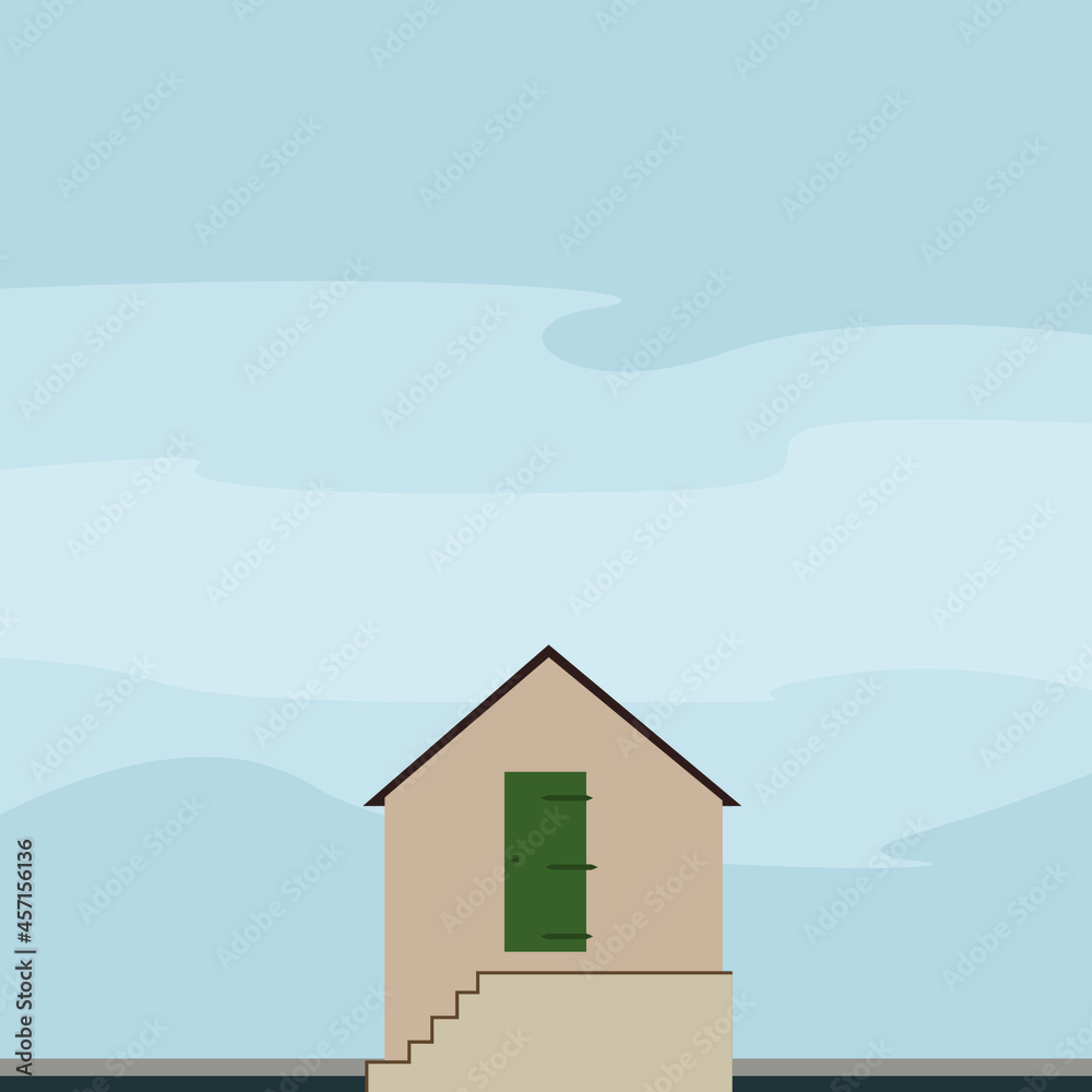 Vector illustration of a house. Flat An image of a one-story ...
