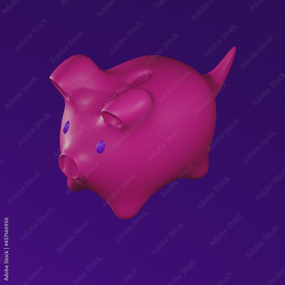 pig in isometric illustration made on the basis of 3d model for games ...