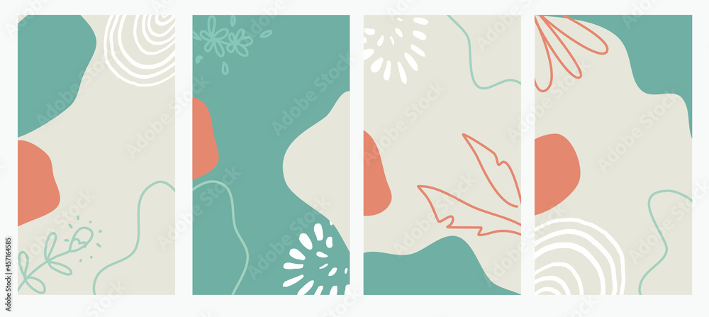 Vector set of abstract creative backgrounds in minimal trendy style ...