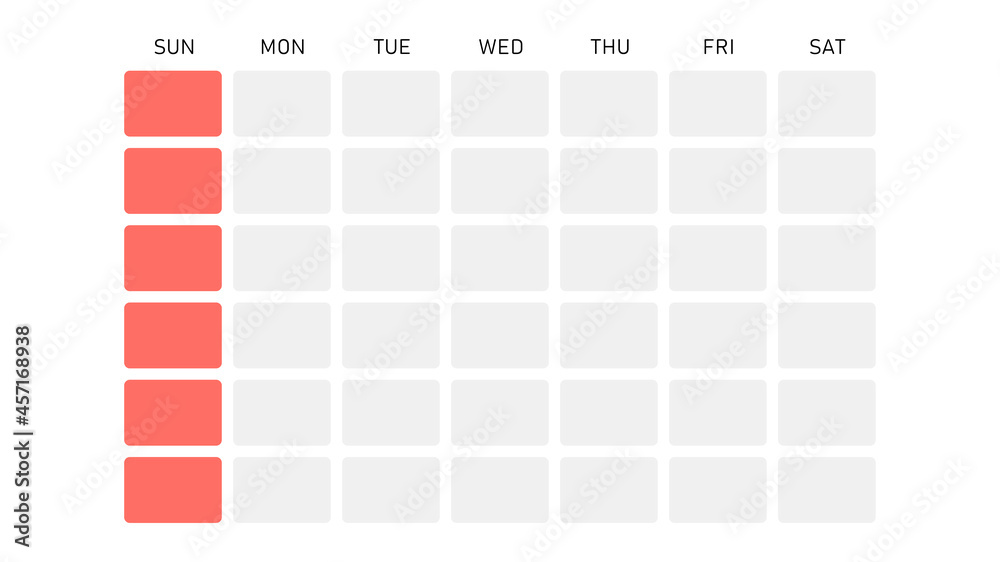 Calendar template. Blank calendar. Week starts on Sunday. Vector ...