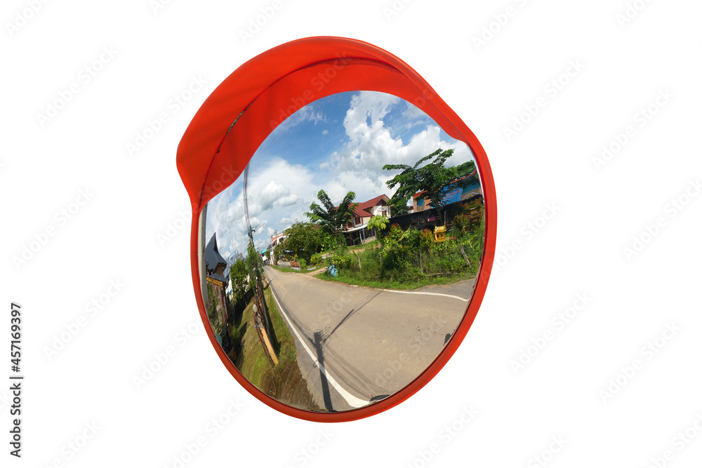 Convex mirror isolated on white background with clipping path ...