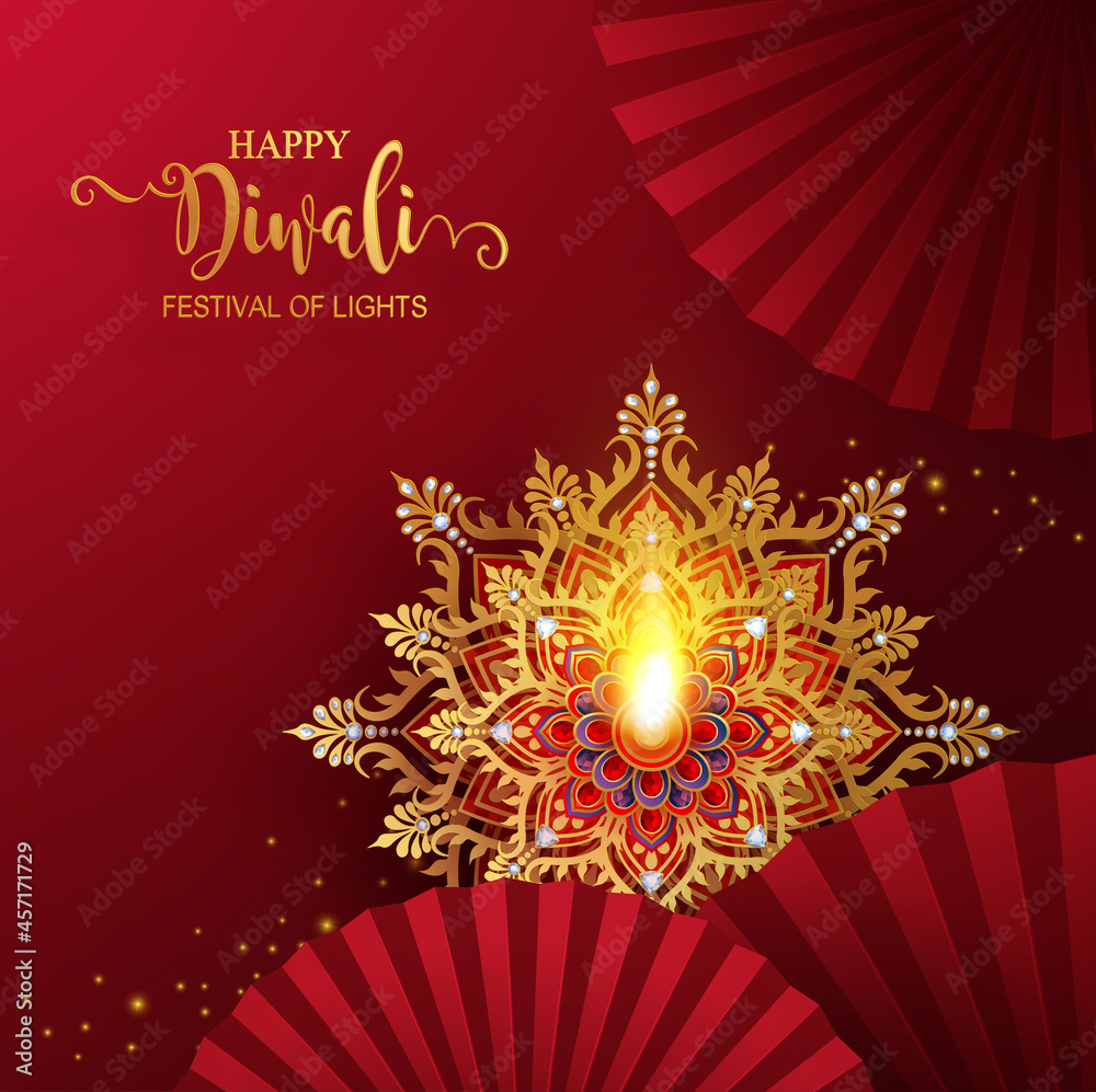 Diwali, Deepavali or Dipavali the festival of lights india with gold ...