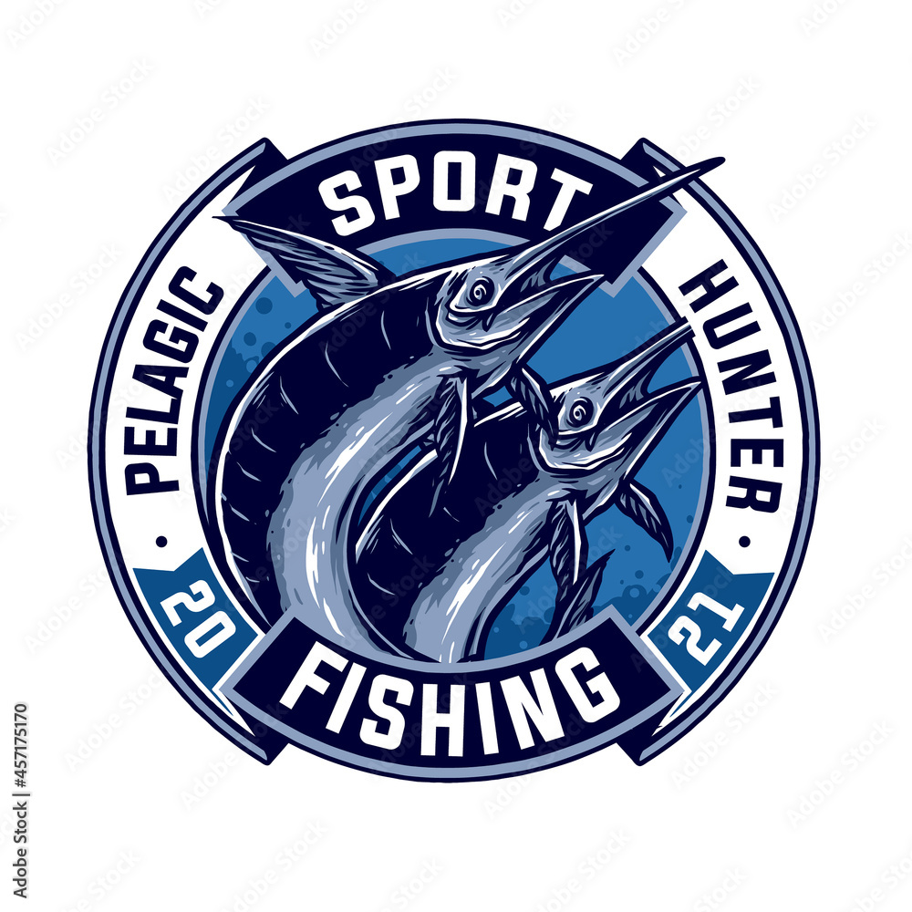 vector of sword fish vintage badge design Stock Vector | Adobe Stock