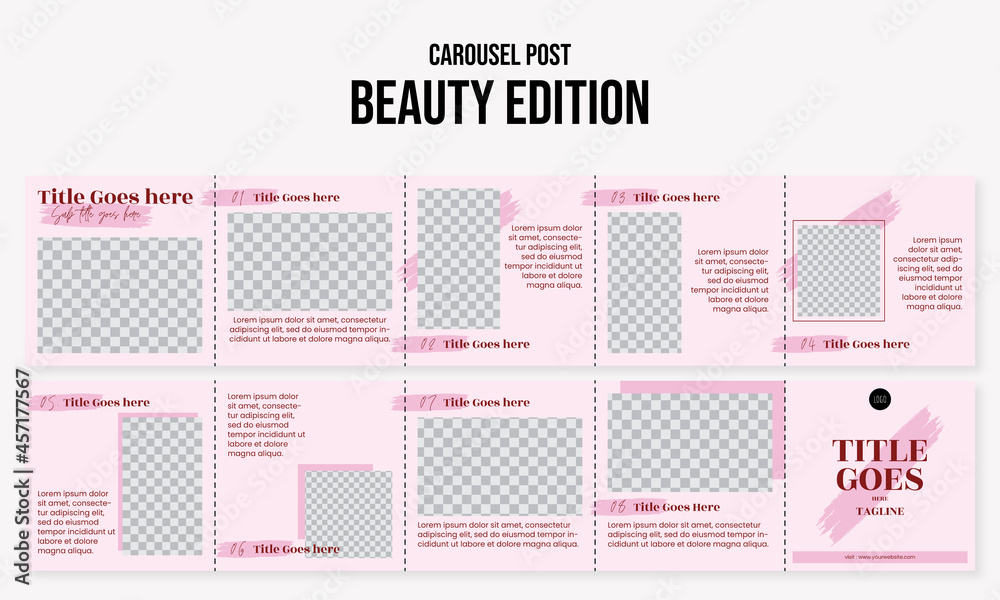 Set of editable social media instagram carousel post beauty, spa, salon ...