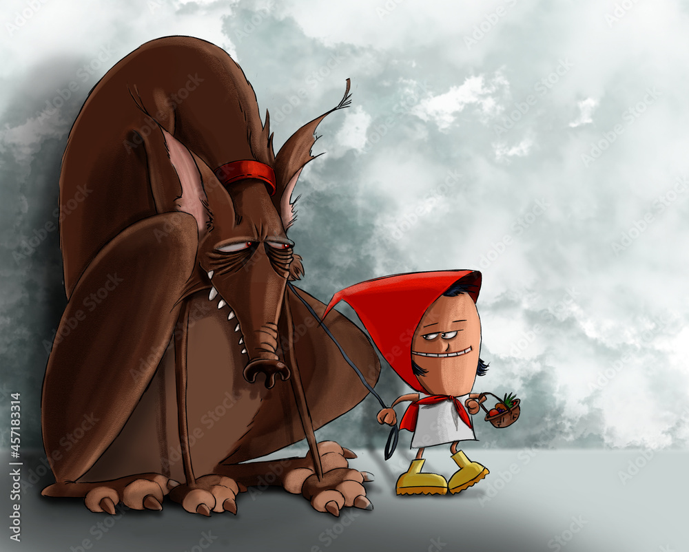 little red hood and the big bad wolf Stock Illustration | Adobe Stock