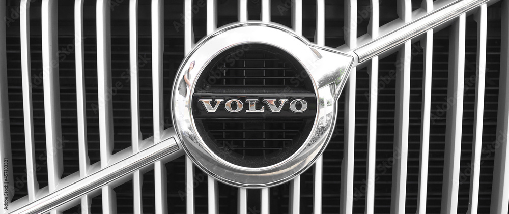 Volvo brand logo banner, emblem, symbol close-up Stock Photo | Adobe Stock