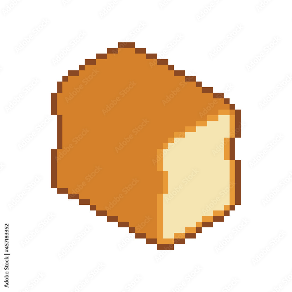 Sliced bread pixel art. Pixelated Food rooty. 8 bit vector illustration ...