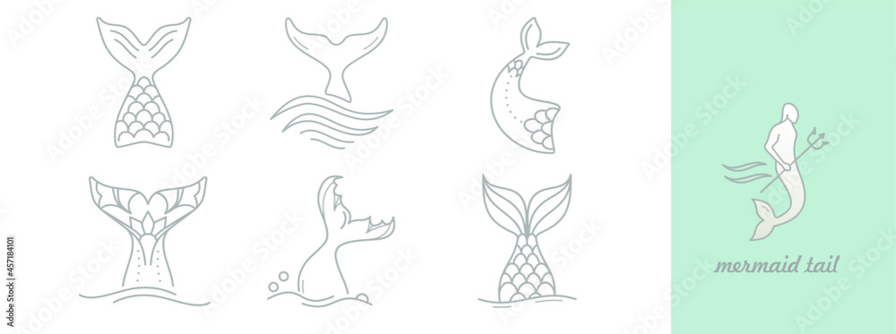 Fishtail set of elegant tails with differents shapes and decorations ...