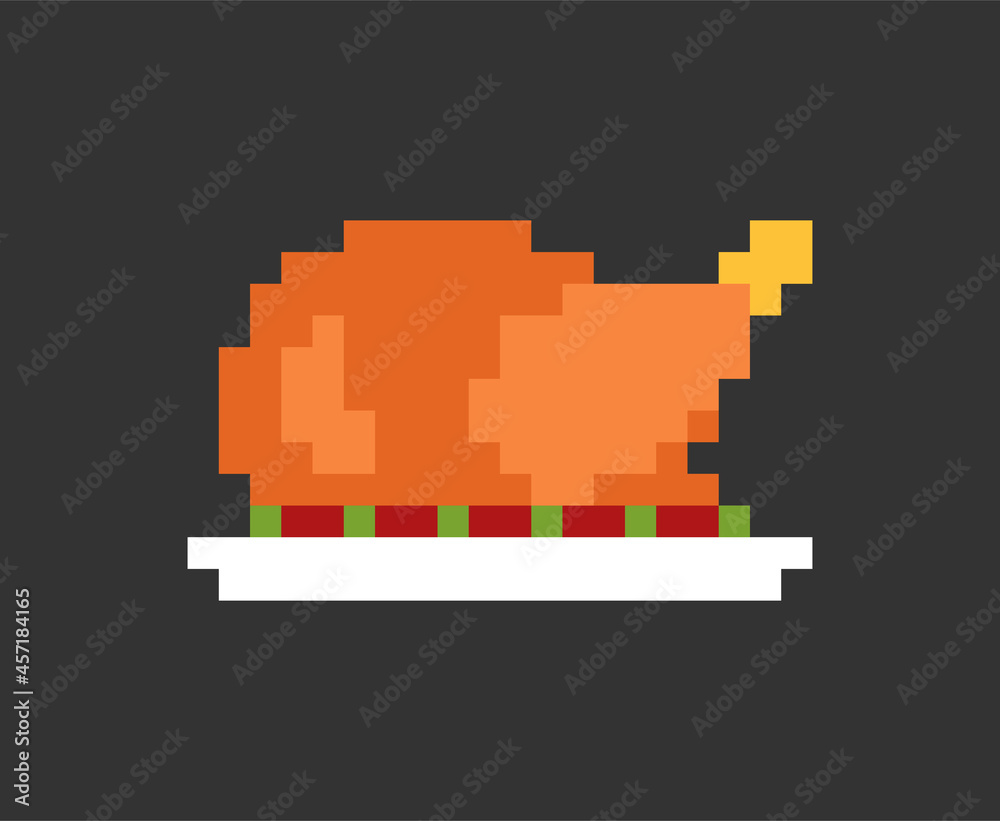 Roasted Turkey pixel art. pixelated Roast. vector illustration Stock ...
