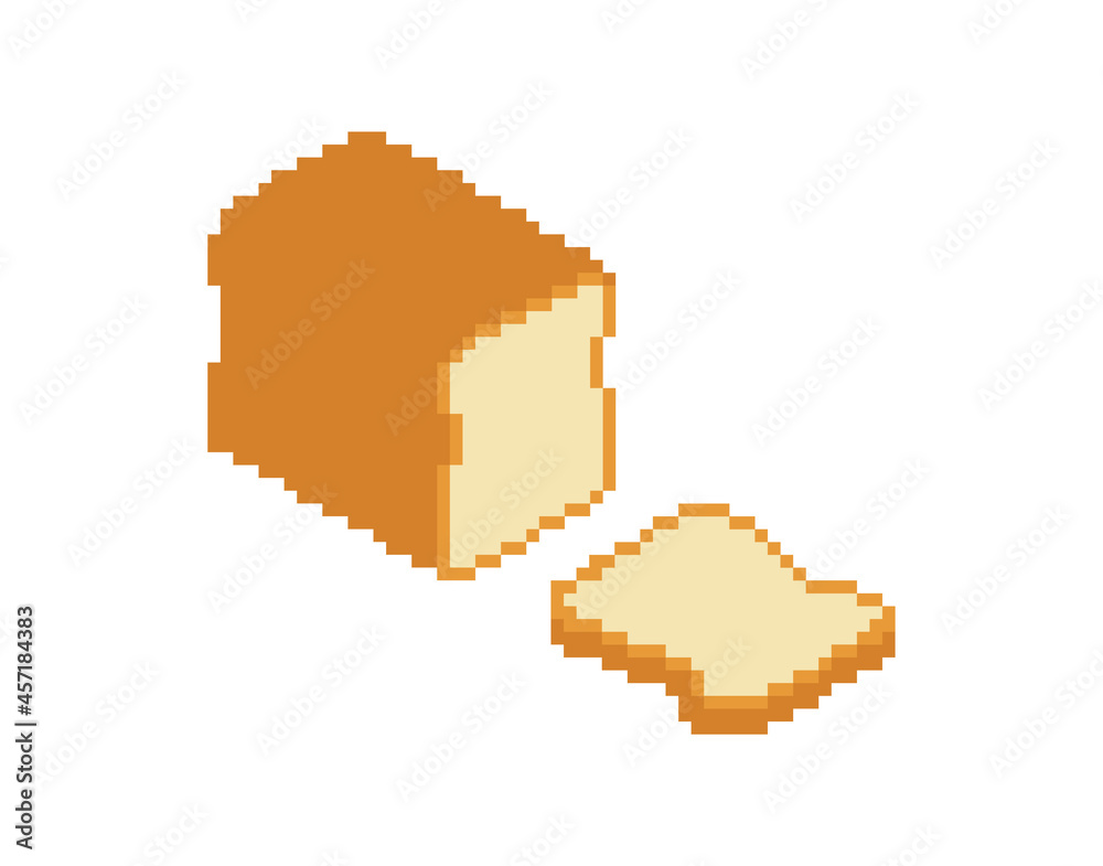 Sliced bread pixel art. Pixelated Food rooty. 8 bit vector illustration ...