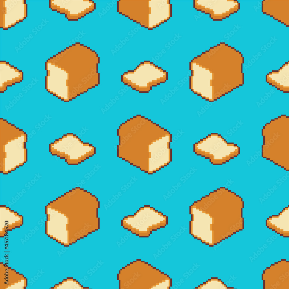 Sliced bread pixel art pattern seamless. Pixelated Food rooty ...