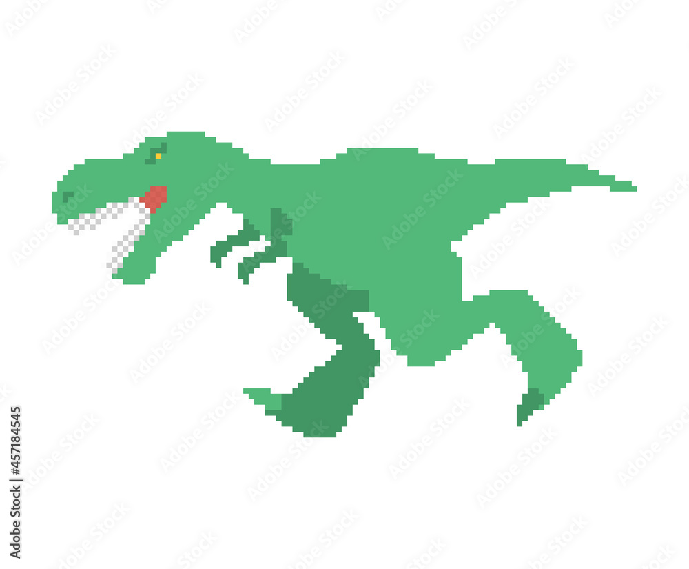 Dinosaur tyrannosaurus rex pixel art. Pixelated T-rex is predator ...