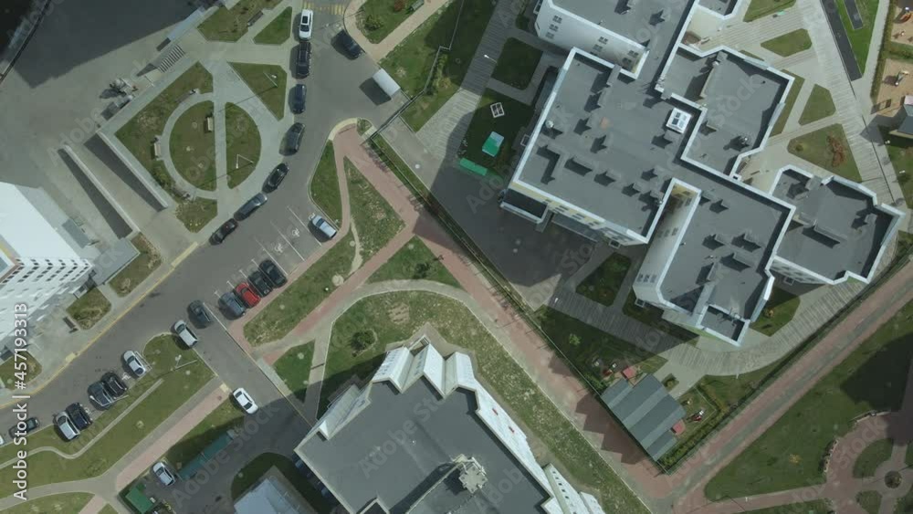 City block. Modern multi-storey buildings. The courtyard area and ...