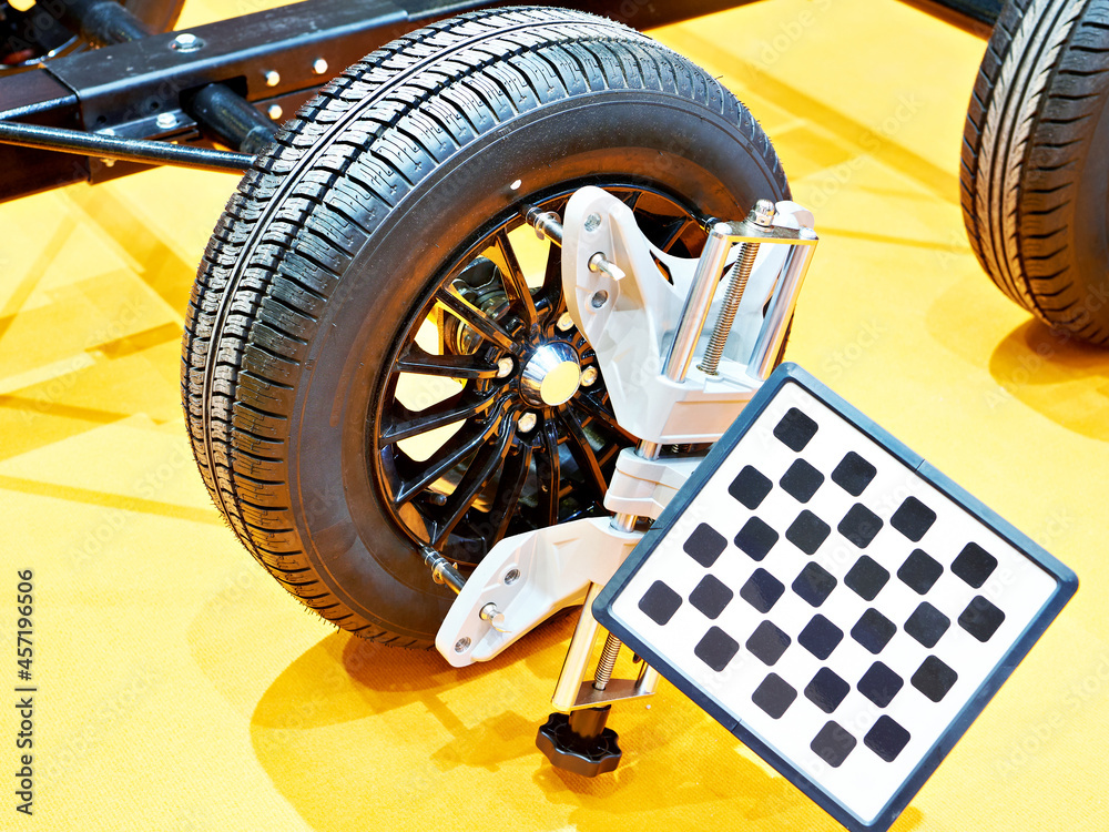 Wheel clamp of automotive diagnostic and analysis system Stock Photo ...