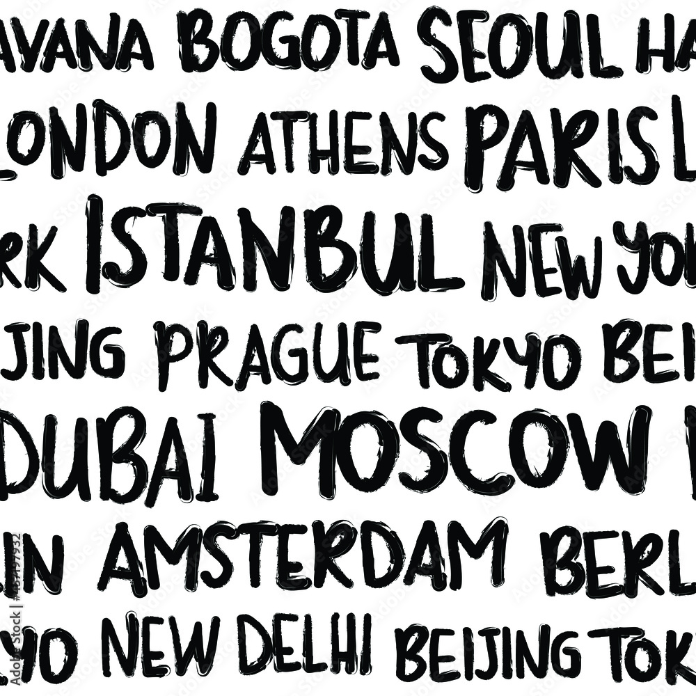 World capital city names seamless pattern texture background, design ...