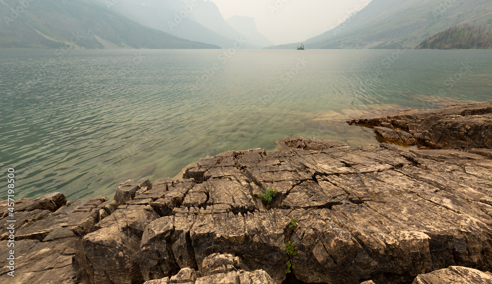 Sedimentary rock textured by erosion and the action of ancient glaciers ...