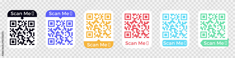 QR code scan for smartphone. Qr code frame vector set. Template scan me ...