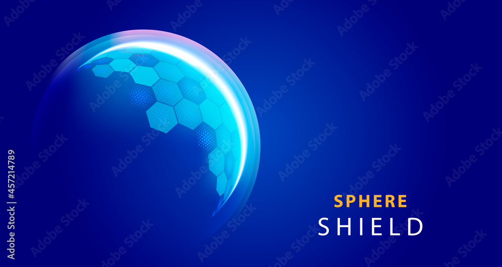 Modern tech futuristic of bubble dome shield sphere with hexagon ...