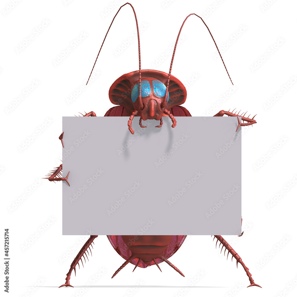 3D-illustration of a creepy cartoon cockroach. isolated rendering ...
