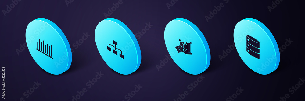 Set Isometric Server, Data, Web Hosting, Pie chart infographic, Hierarchy organogram and icon ...