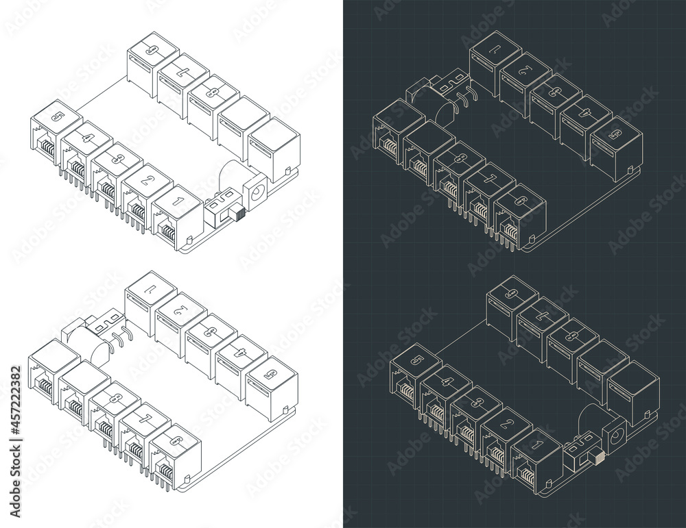 Arduino Uno Shield Isometric Drawings Stock Vector Adobe Stock