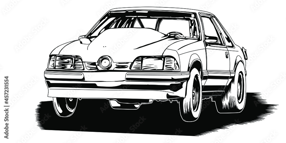 Racing car isolated on white background. abstract silhouette. line art ...