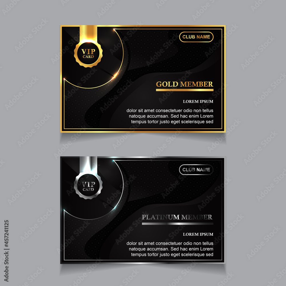 Vector VIP golden and platinum business card. Black geometric pattern ...