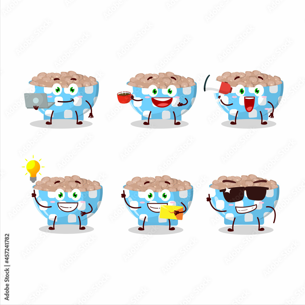 Pinto beans cartoon character with various types of business emoticons ...