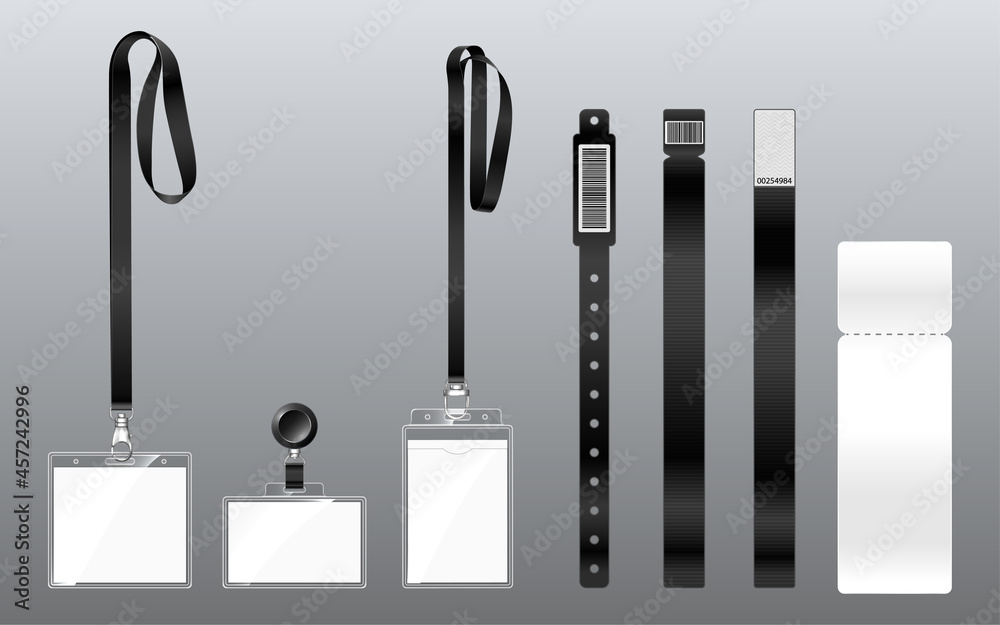 Pass ticket, bracelets and badges on lanyards for access on festival ...