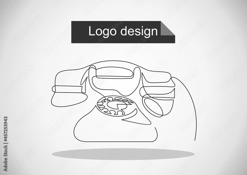 Old telephone one line drawing continuous design Stock Vector | Adobe Stock