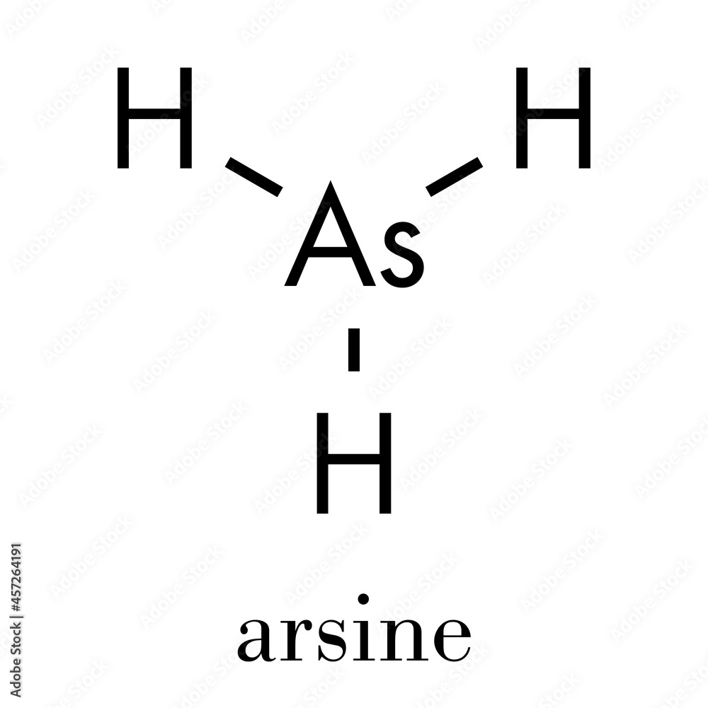 Arsine molecule. Inorganic arsenic compound. Skeletal formula. Stock ...