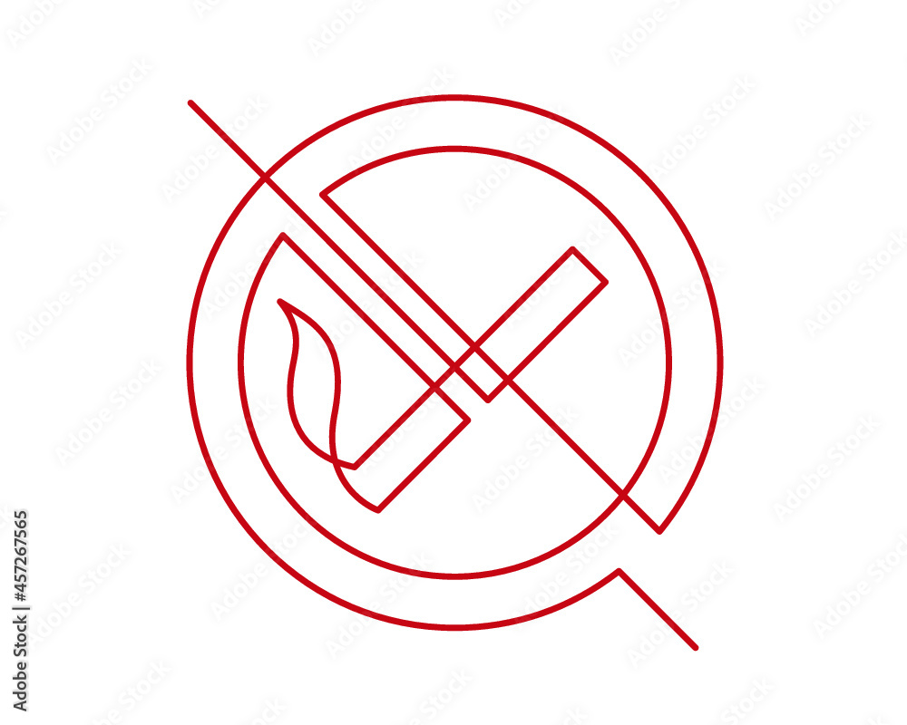 Continuous line drawing of no smoking sign. Vector illustration. Stock ...