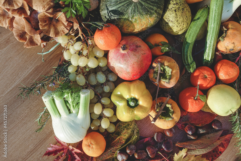 autumn still life with fruits and vegetables Stock Photo | Adobe Stock