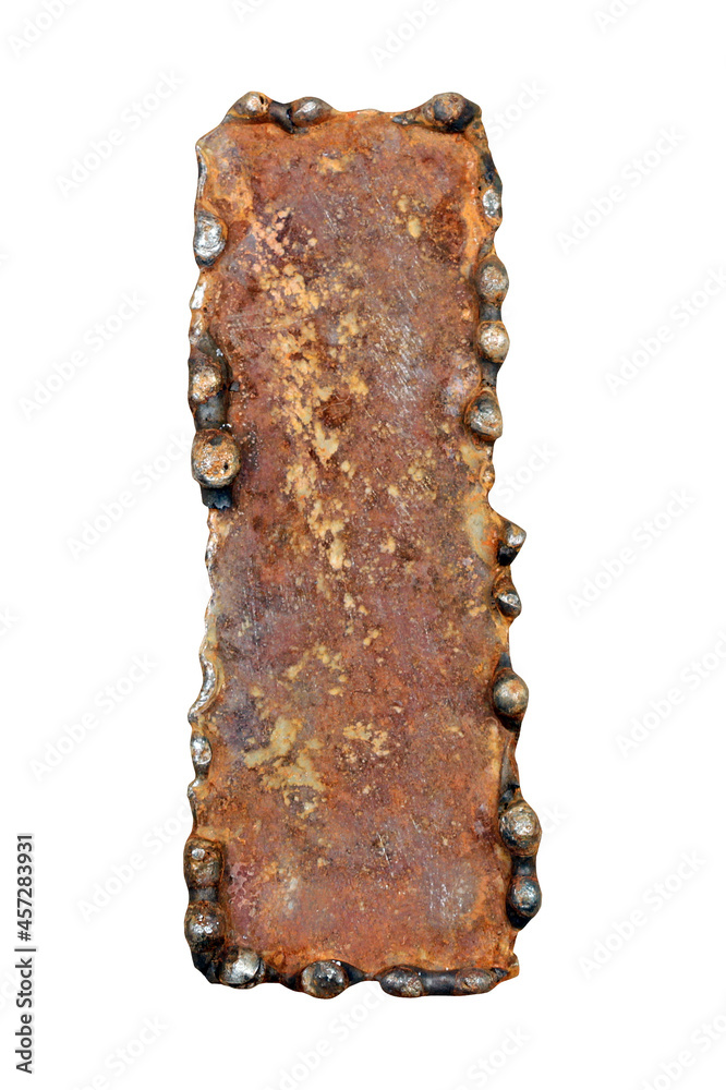 Alphabet letter i made of weld rusty metal sheet. Symbol isolated on ...