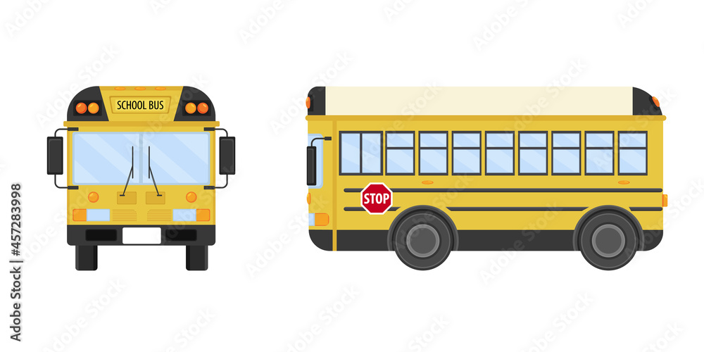 Vector illustration of a school bus front view and side view. Stock ...