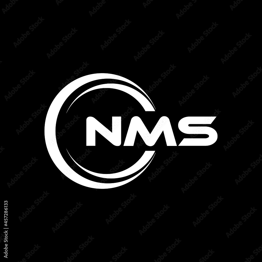 Vecteur Stock NMS letter logo design with black background in ...