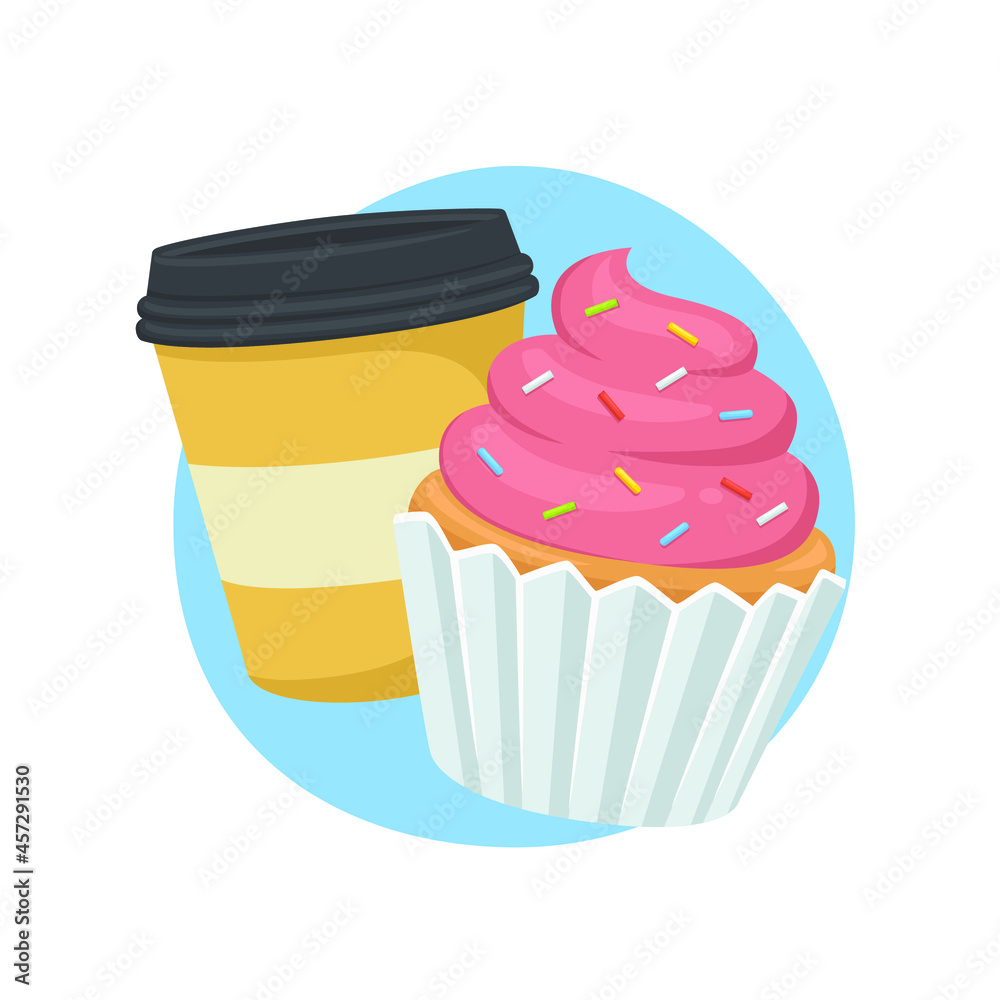 Breakfast Menu Emoji Icon Illustration. Muffin and Coffee Vector Symbol ...