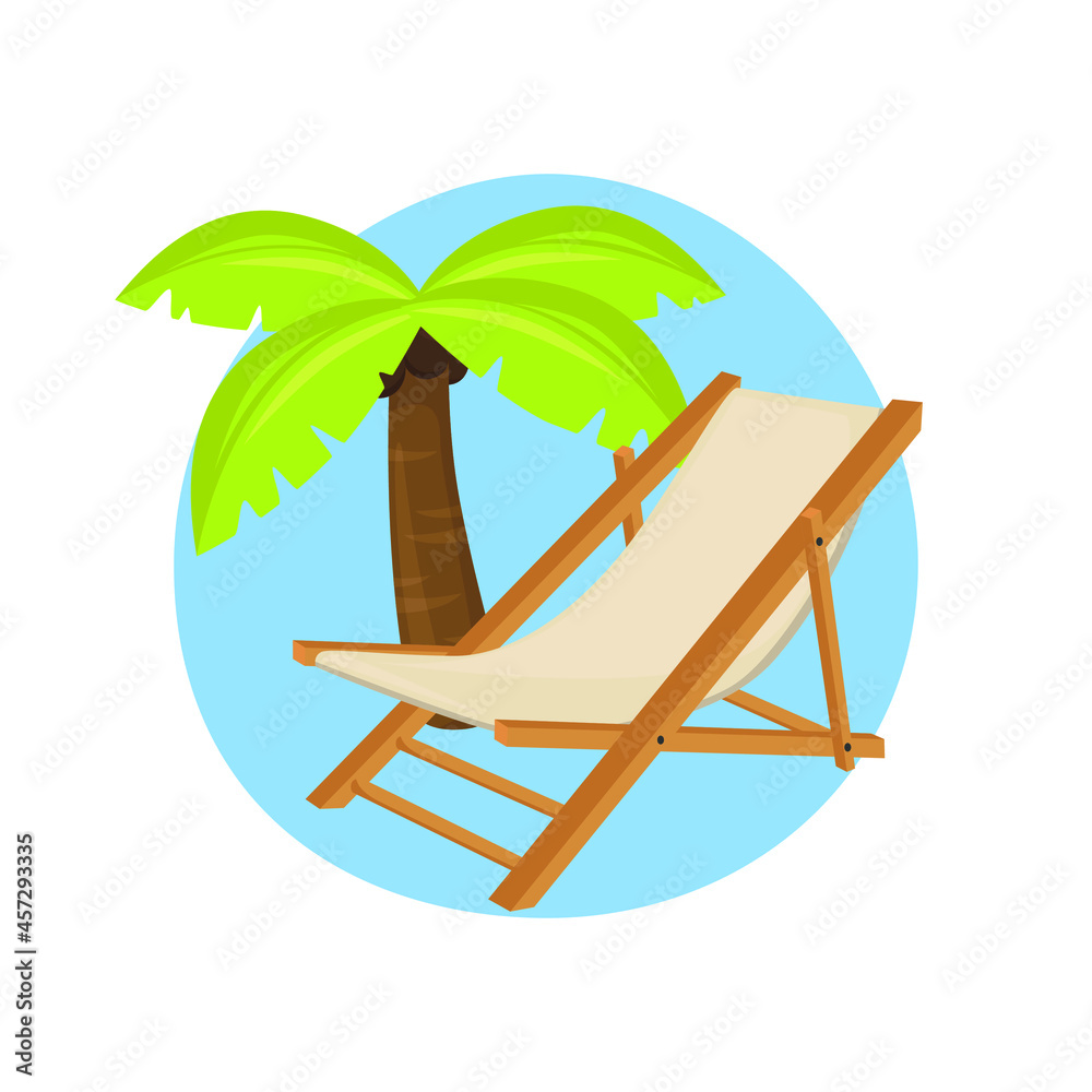 Summer Vacations Emoji Icon Illustration. Beach Chair and Tree Palm ...