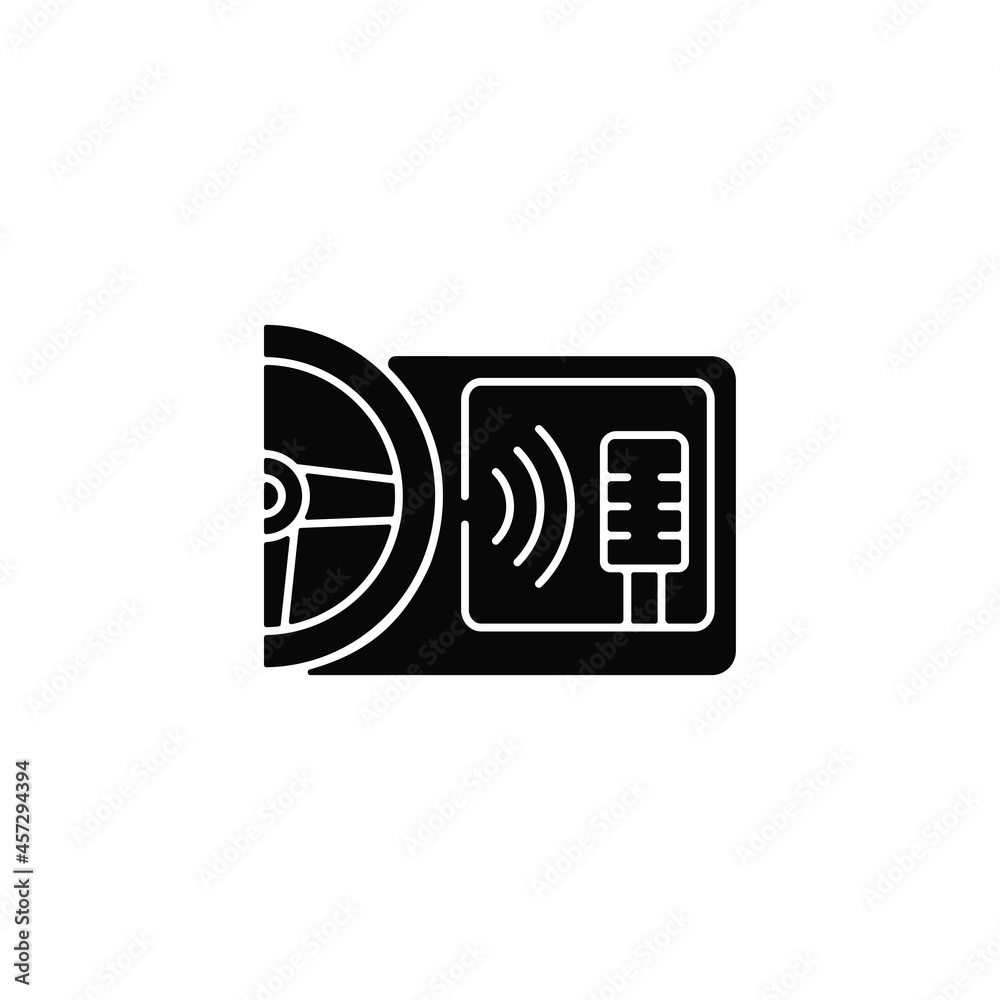 In-car voice control black glyph icon. Digital voice assistant ...