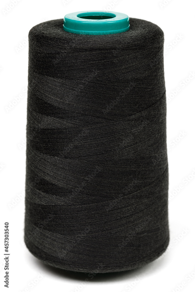Spool of black sewing threads isolated on white background Stock Photo ...