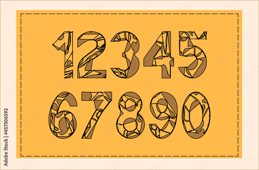 Sew font. Numbers vector set. A set of numbers from zero to nine and ...