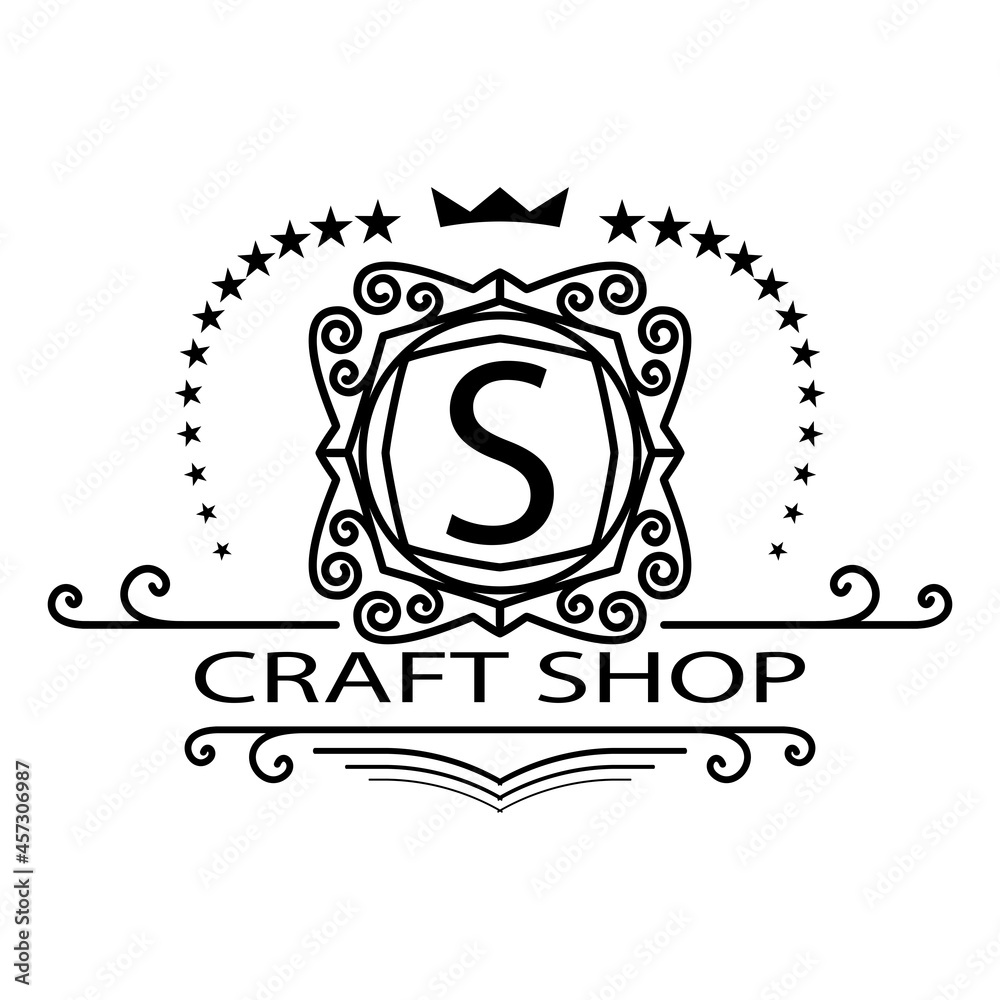 Sample of craft shop logotype design. Square Outline template Monogram ...